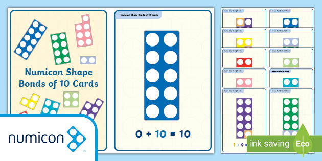 👉 Numicon Shape Bonds of 10 Cards (teacher made)